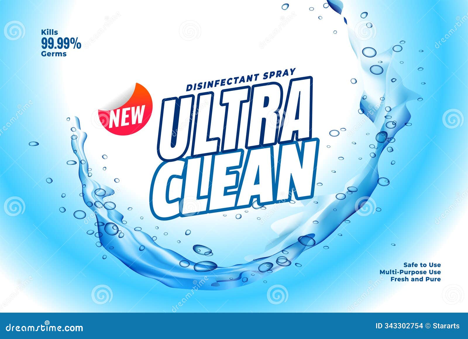 Ultra Clean Detergent Powder Ad Label Design Stock Vector ...