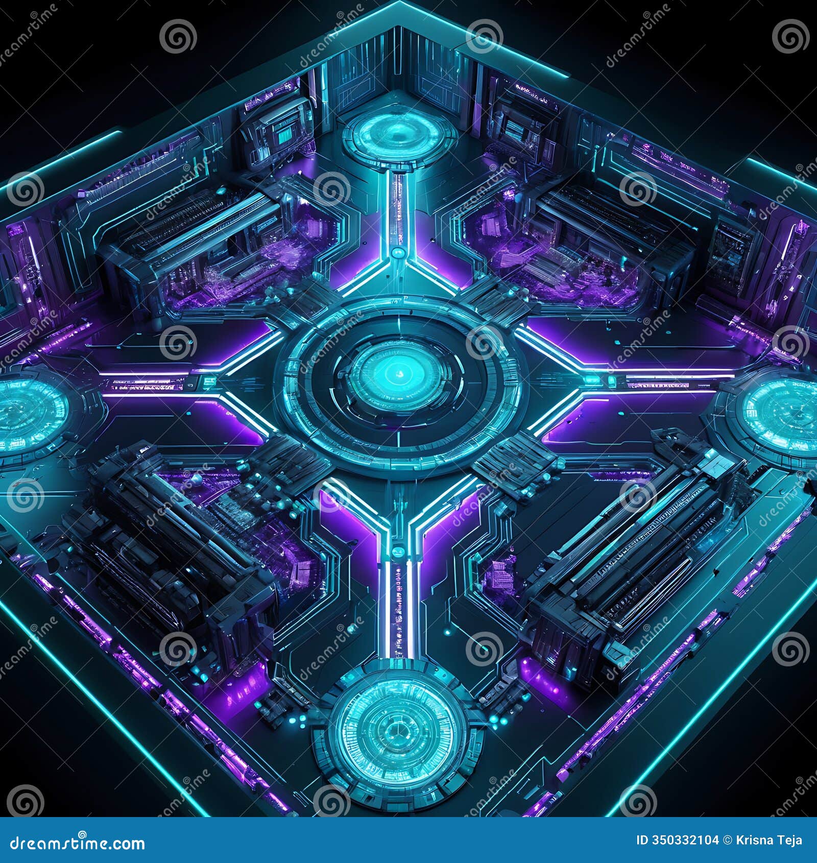 Top-Down Quantum Computer Interior Design Stock Illustration ...