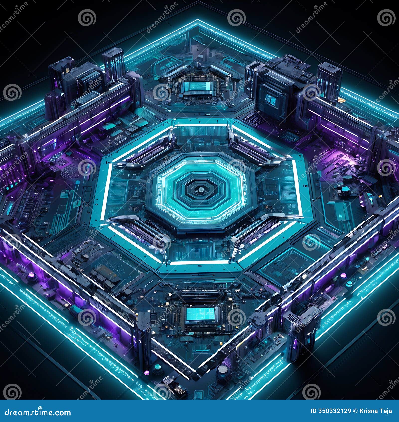 Top-Down Quantum Computer Interior Design Stock Illustration ...