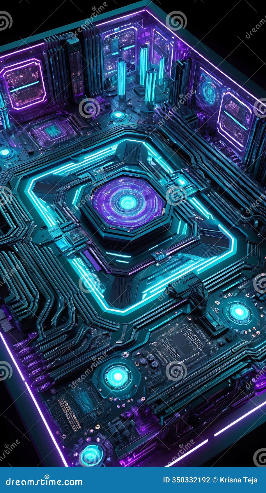 Top-Down Quantum Computer Interior Design Stock Illustration ...