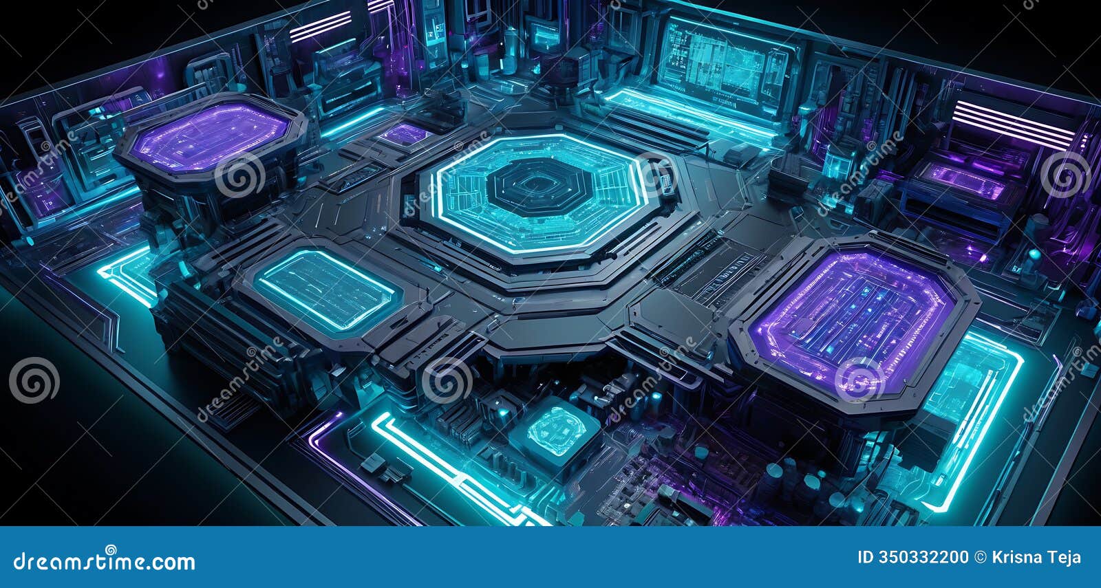 Top-Down Quantum Computer Interior Design Stock Illustration ...