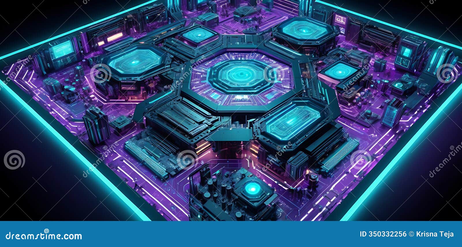 Top-Down Quantum Computer Interior Design Stock Illustration ...