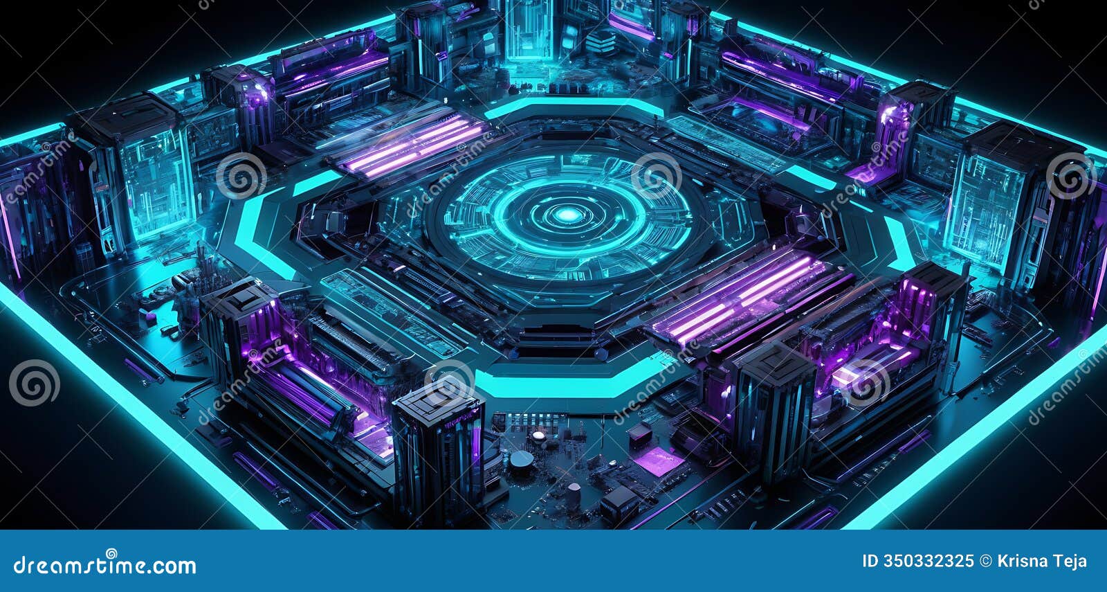 Top-Down Quantum Computer Interior Design Stock Illustration ...