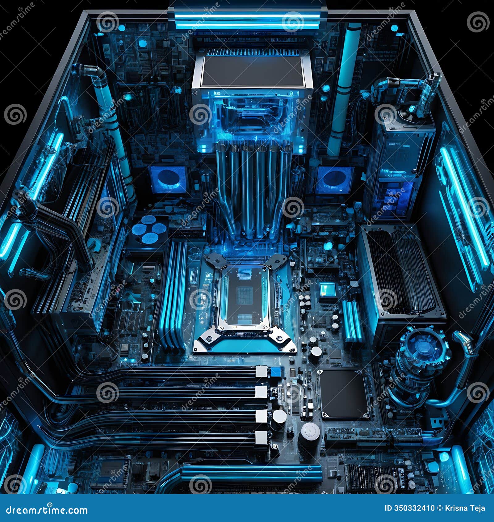 Top-Down Quantum Computer Interior Design Stock Illustration ...
