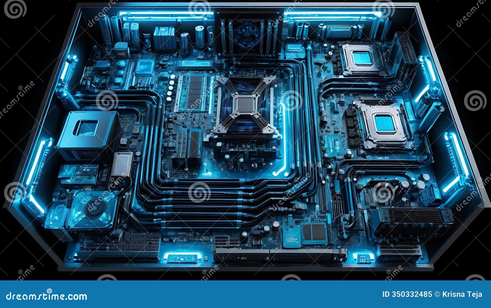 Top-Down Quantum Computer Interior Design Stock Illustration ...