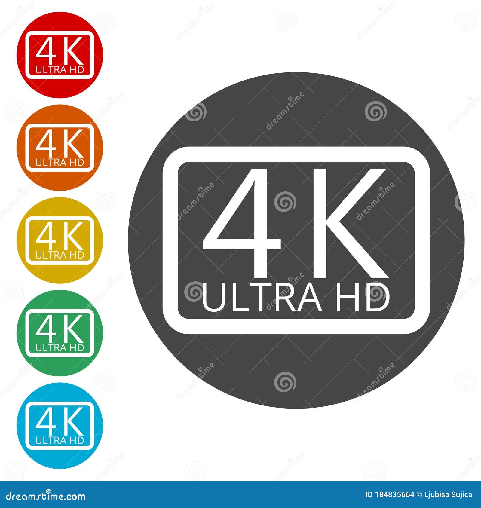 Ultra HD 4K icon set stock vector. Illustration of quality - 184835664