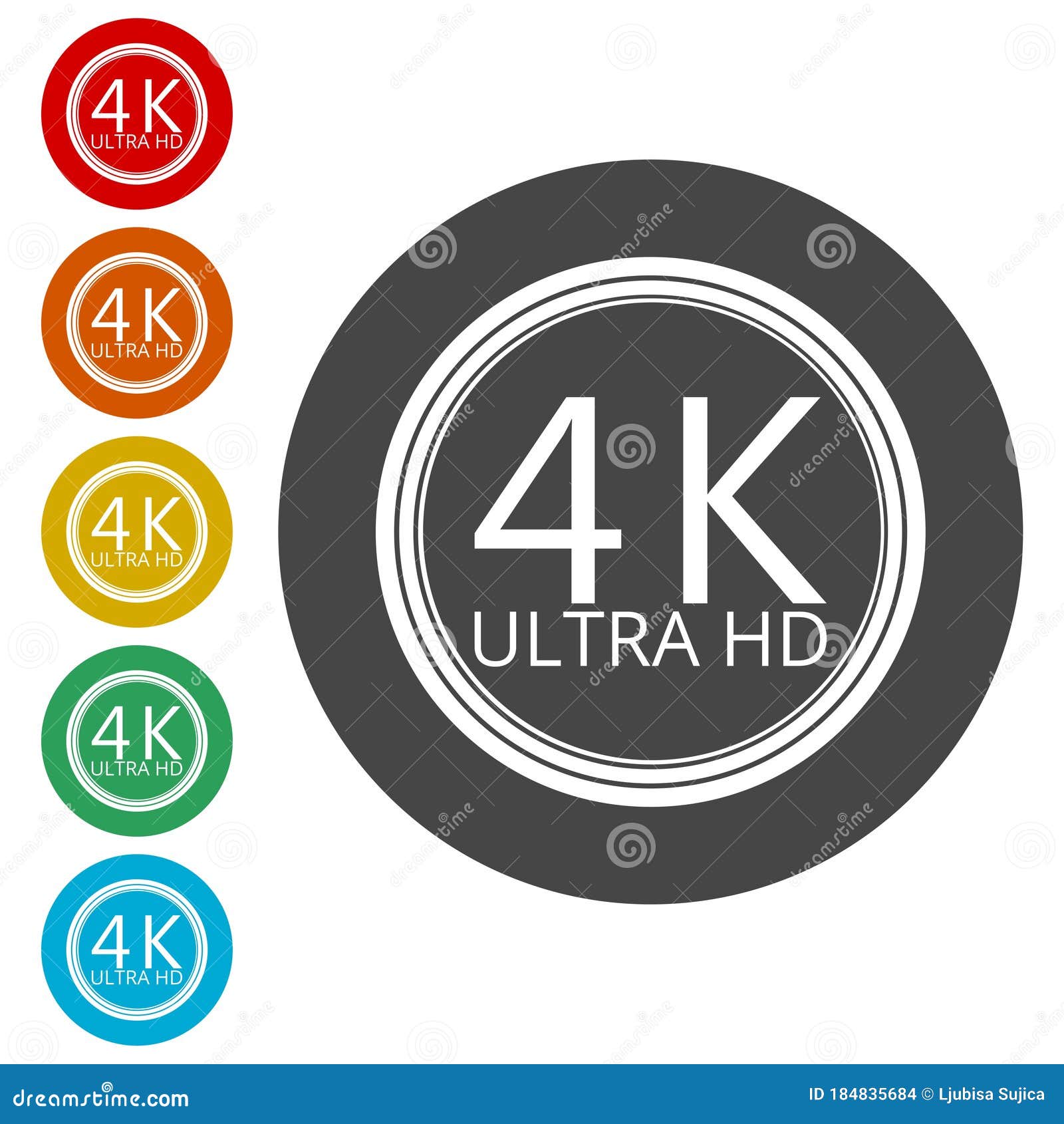 Ultra HD 4K icon set stock vector. Illustration of full - 184835684