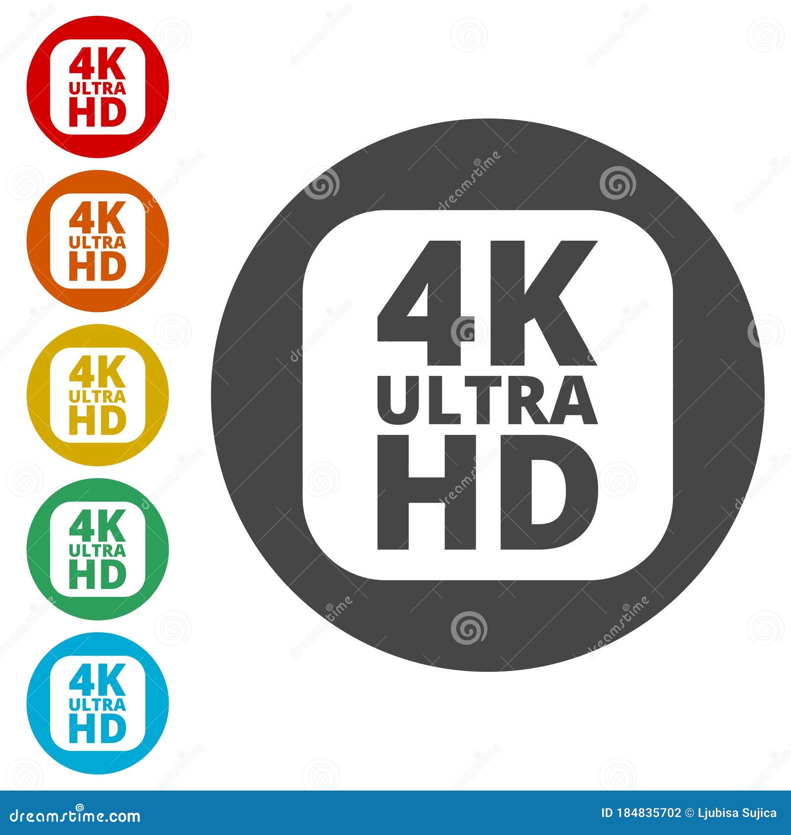 Ultra HD 4K icon set stock vector. Illustration of pixel - 184835702