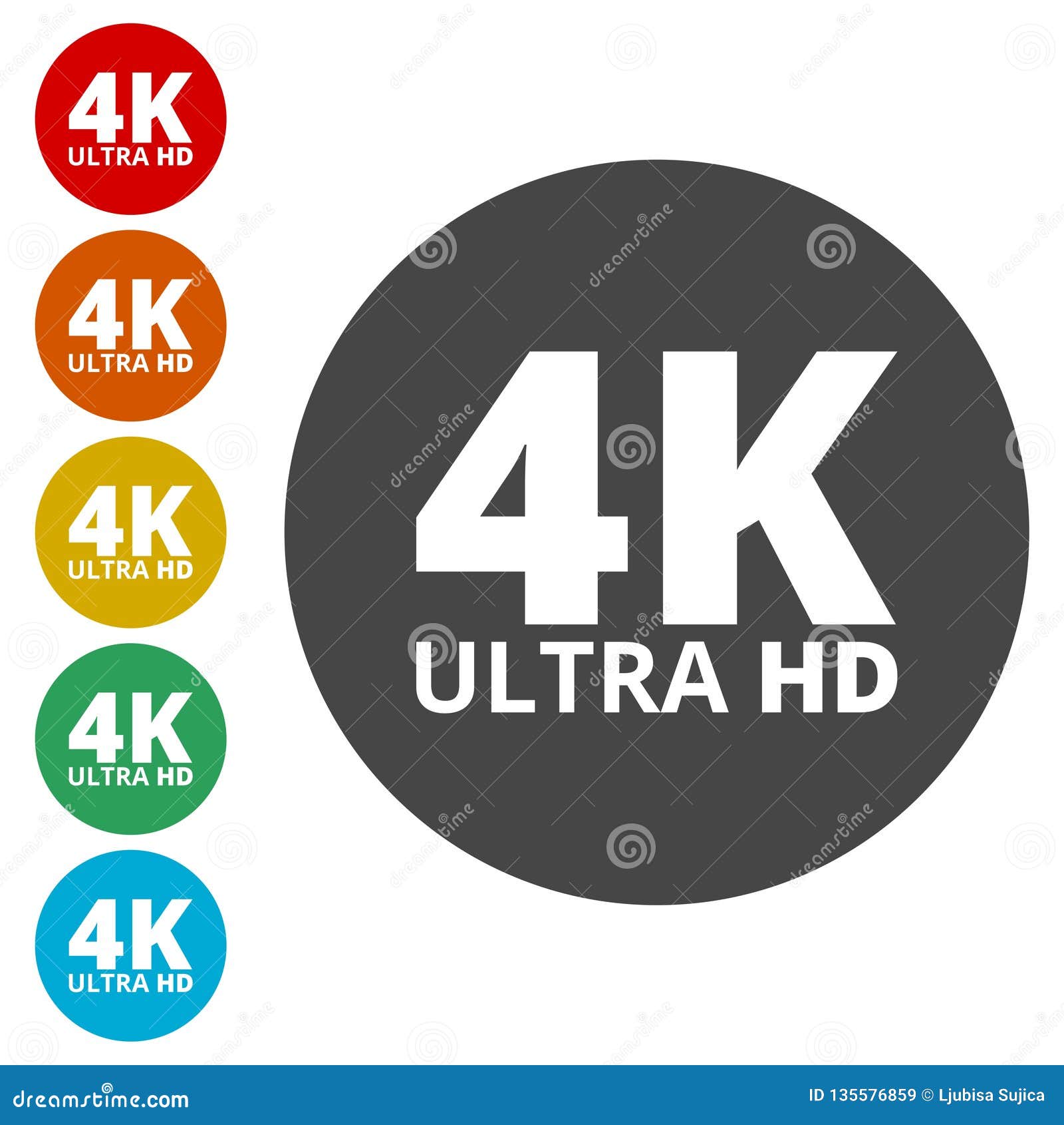 Ultra HD 4K icons set stock vector. Illustration of monitor - 135576859