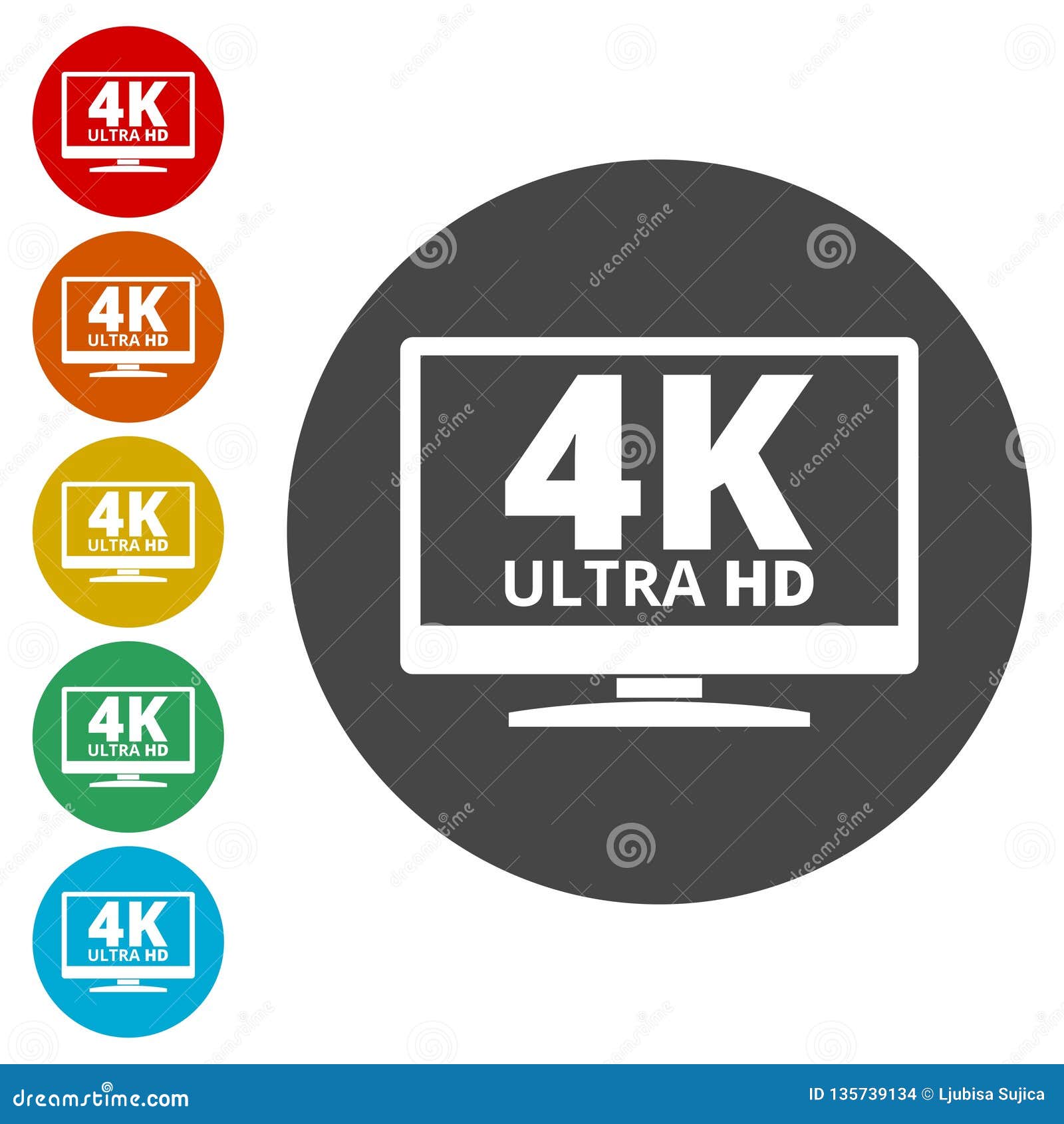 Ultra HD 4K icons set stock vector. Illustration of screen - 135739134