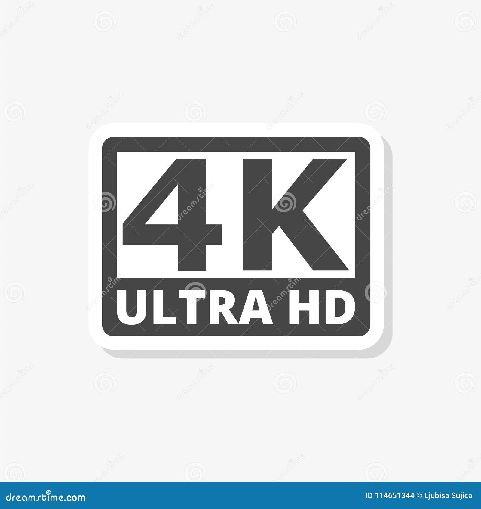 4K UltraHD Sticker Icon - Vector Illustration - Isolated On Transparent ...