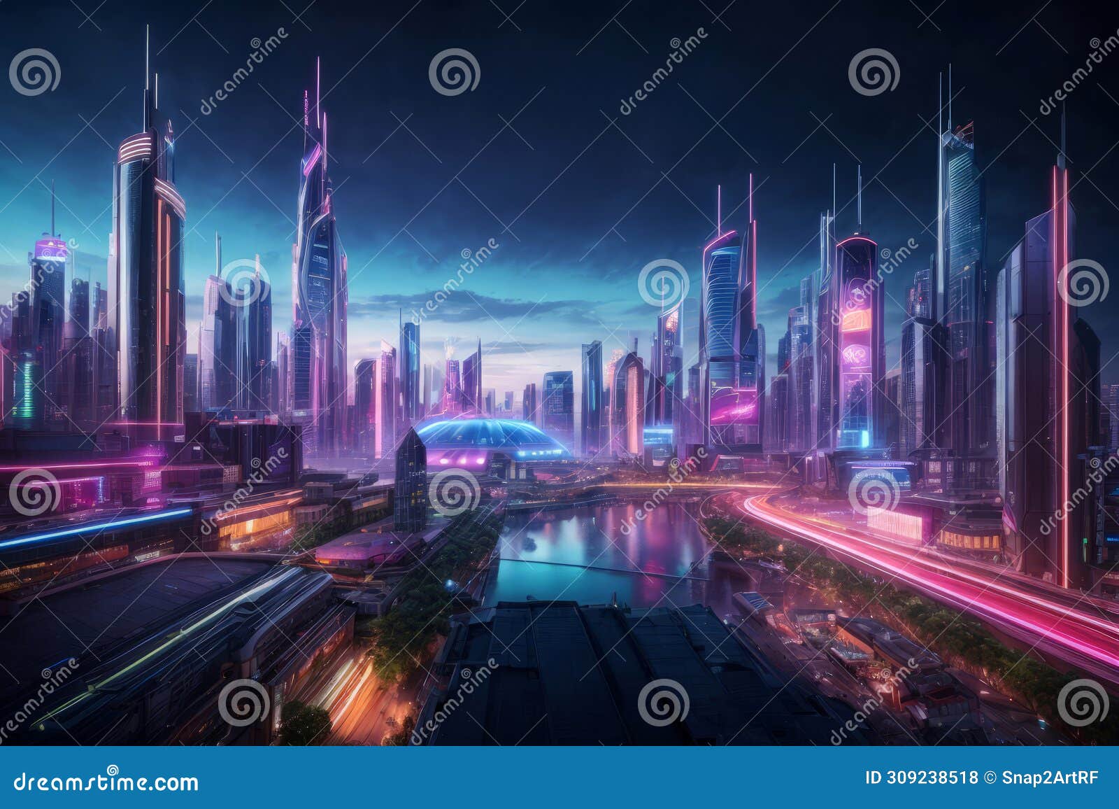 Ultra-Modern Futuristic Cityscape, Created with Generative AI ...