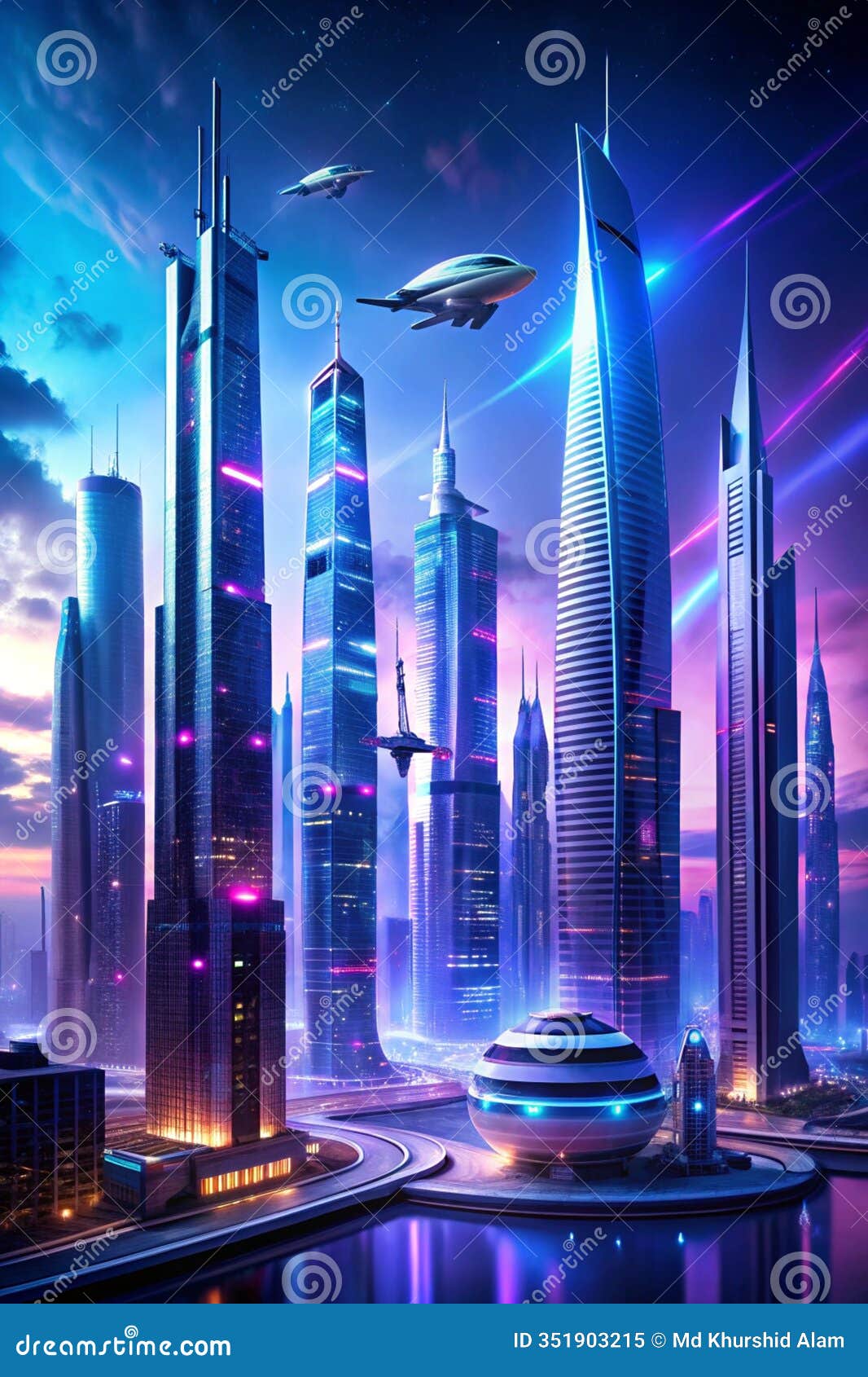 Ultra Modern Metropolis Featuring Vibrant Skyscrape, Advanced ...