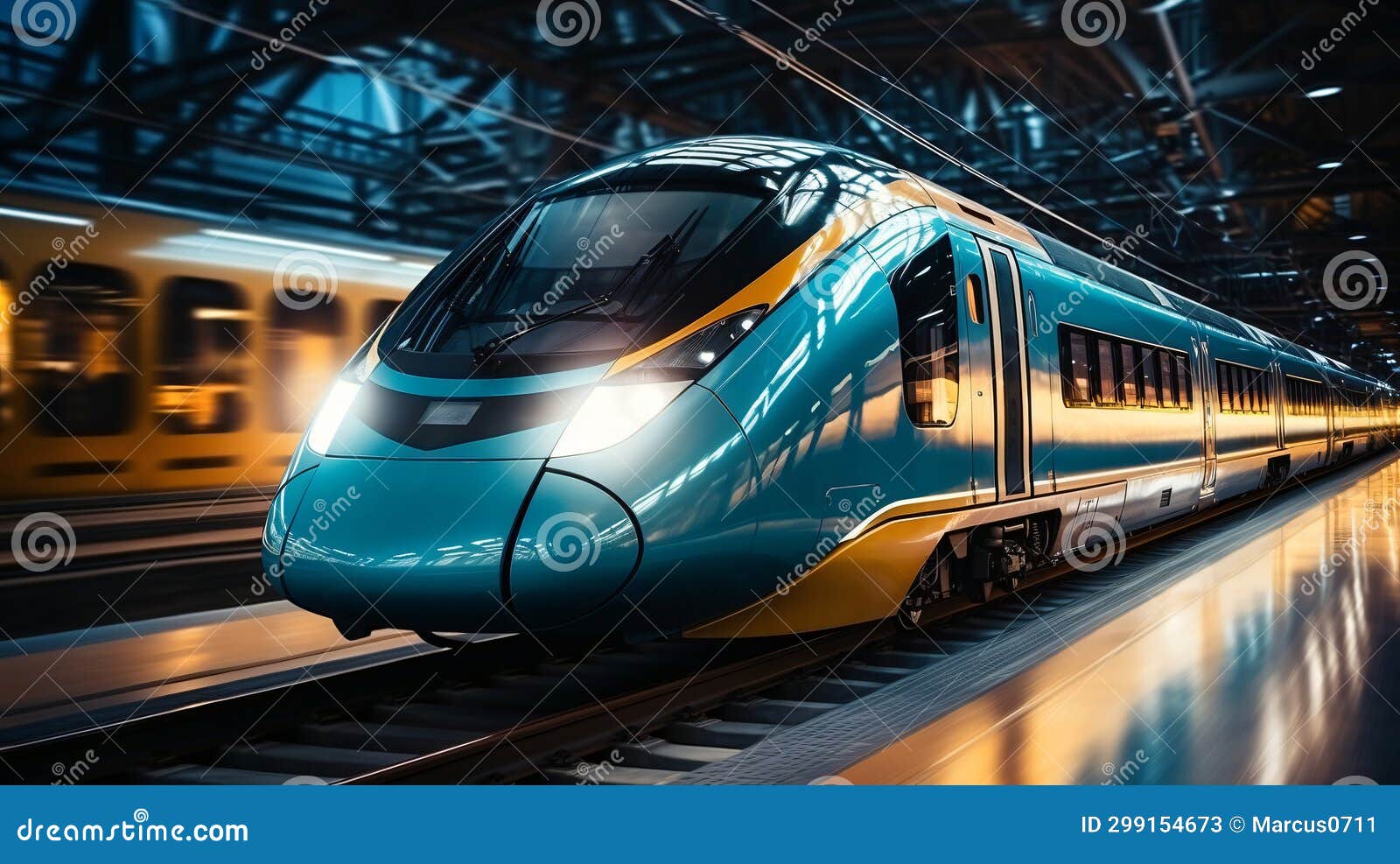 An Ultra-modern Passenger Train Runs on Tracks and Transports ...