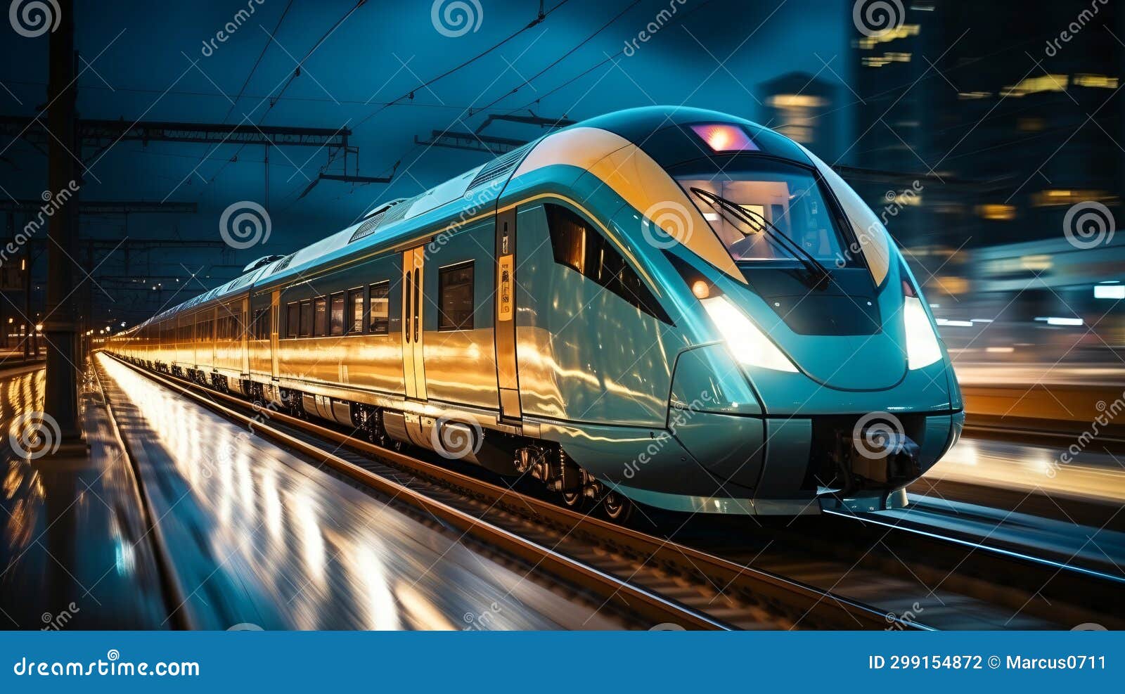 An Ultra-modern Passenger Train Runs on Tracks and Transports ...