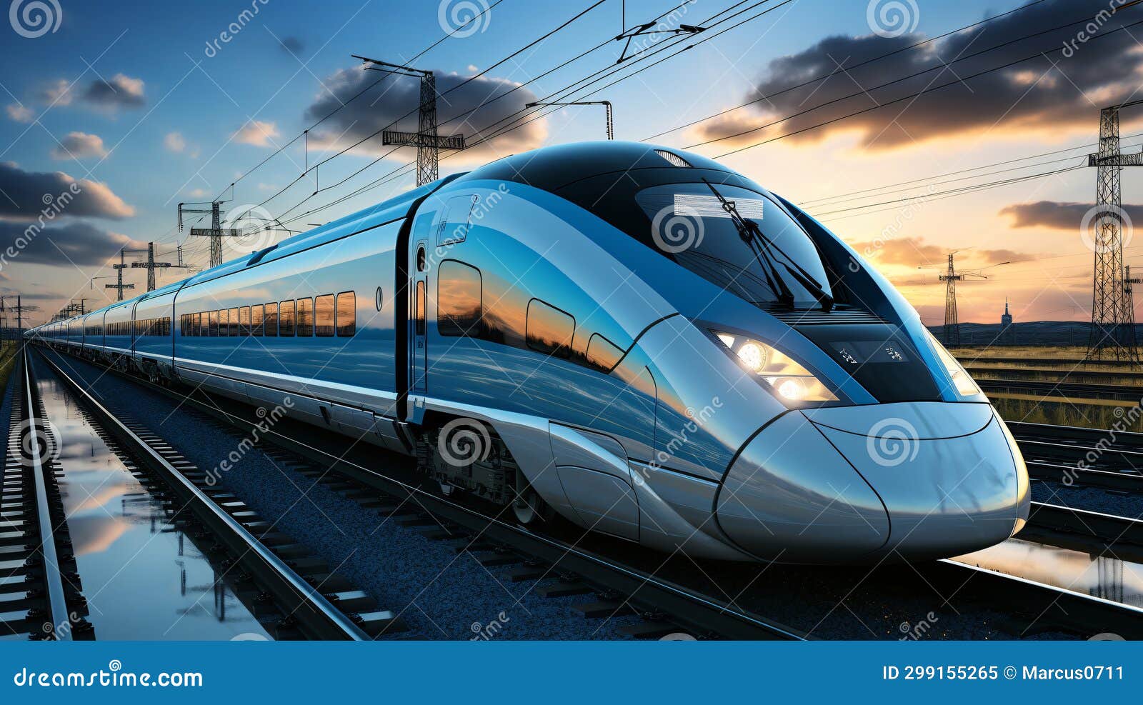 An Ultra-modern Passenger Train Runs on Tracks and Transports ...