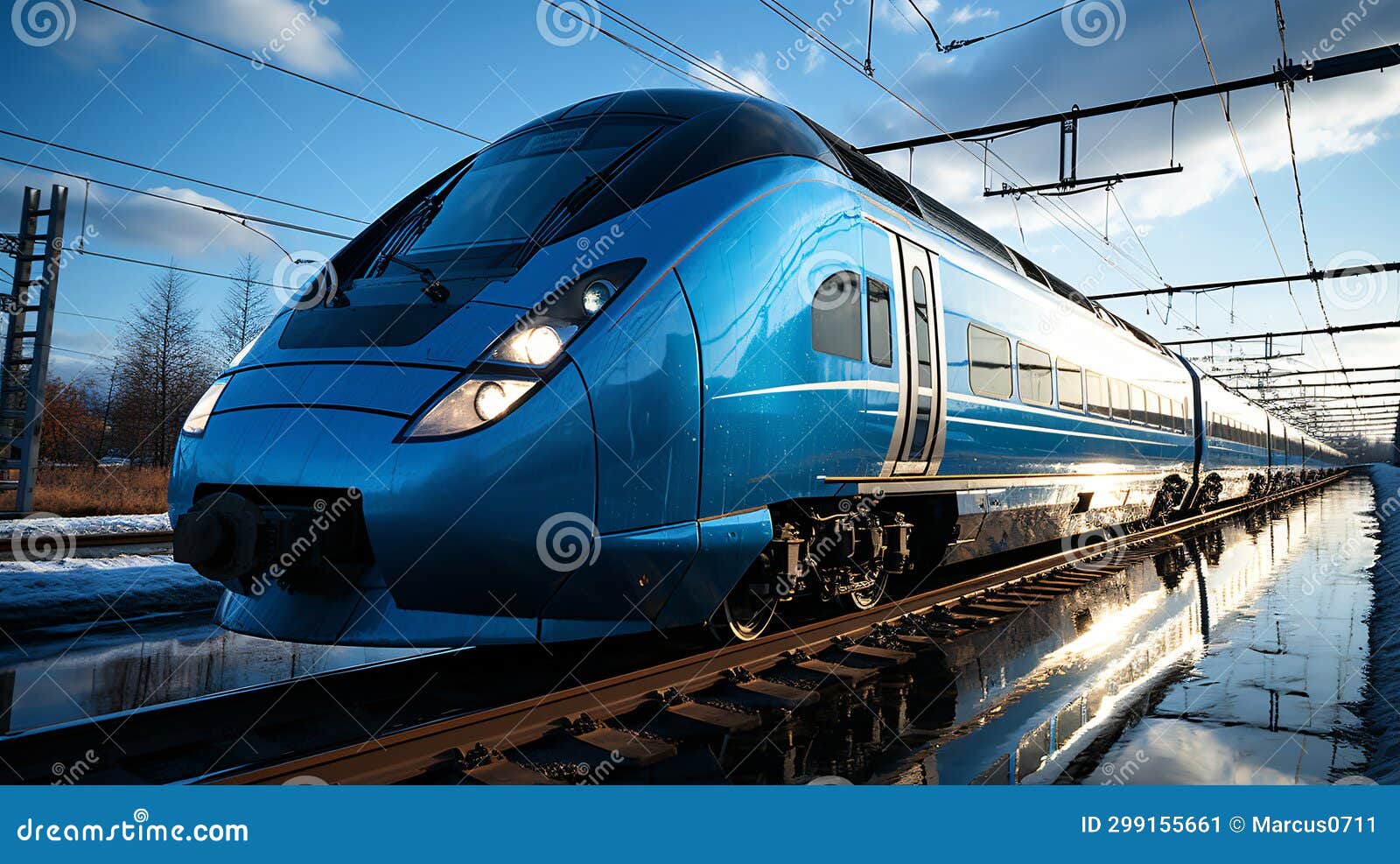 An Ultra-modern Passenger Train Runs on Tracks and Transports ...