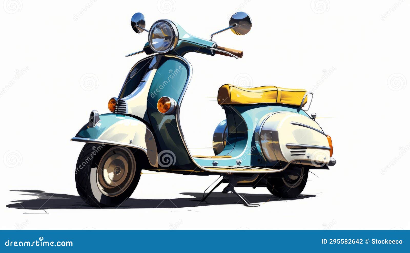 Ultra Realistic Blue Moped with White Background Stock Illustration ...