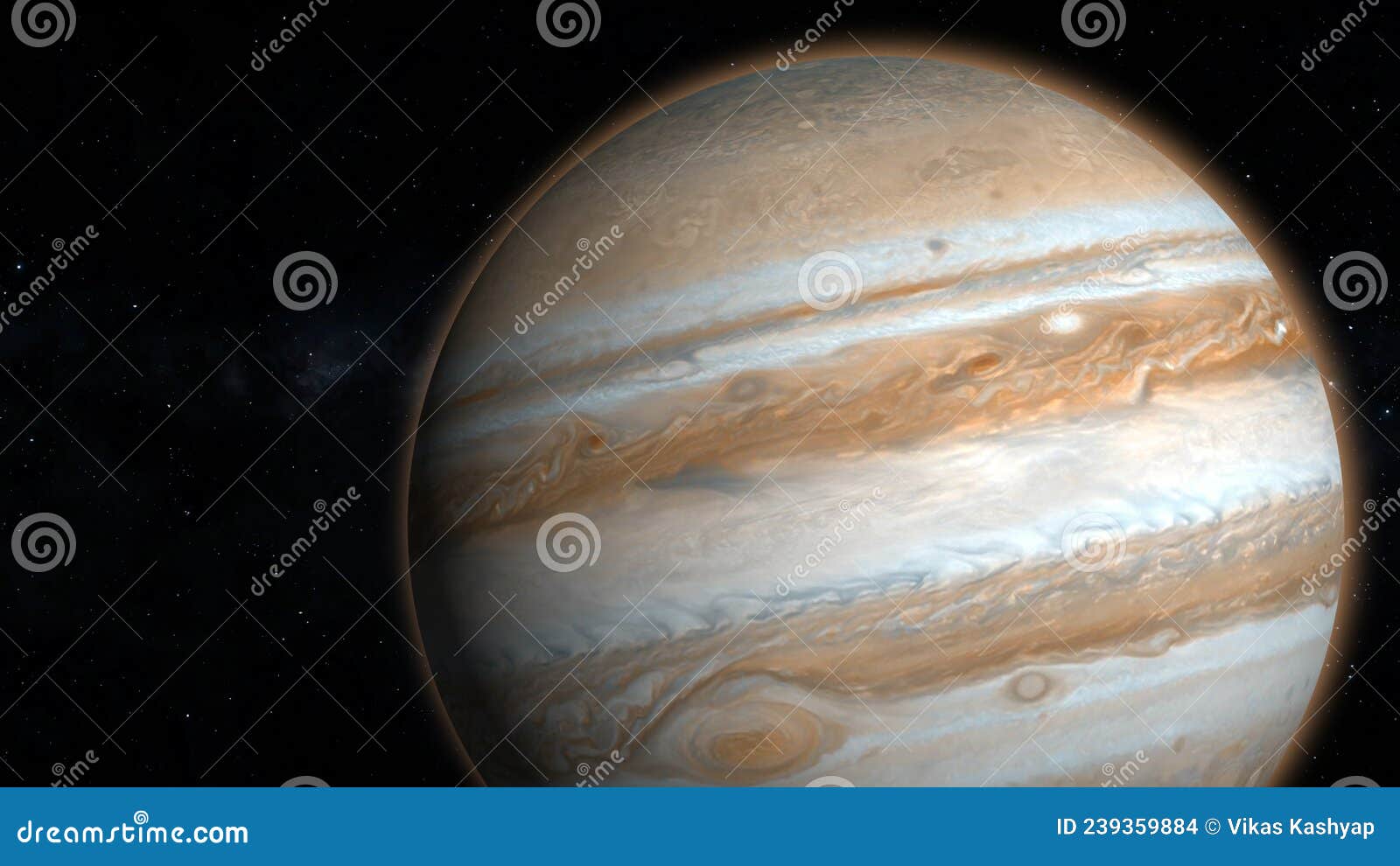 Ultra-realistic 3D Jupiter and Stars. Jupiter from Space. 3D Render ...