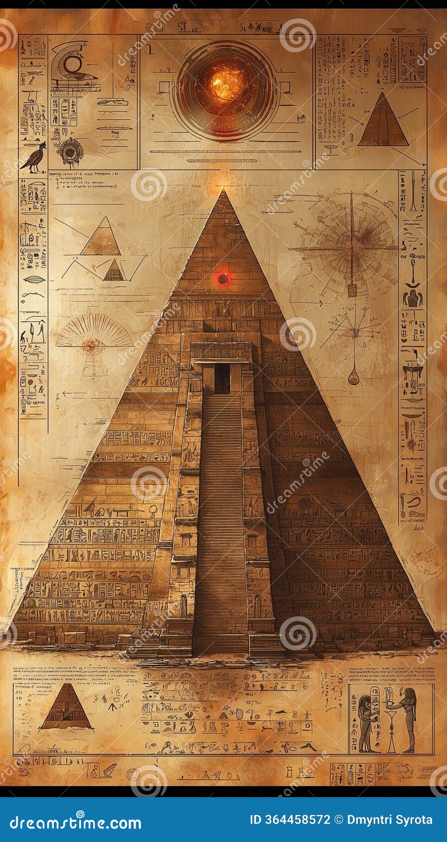 Ancient Egyptian Papyrus With Pyramid Construction Schematics Stock ...