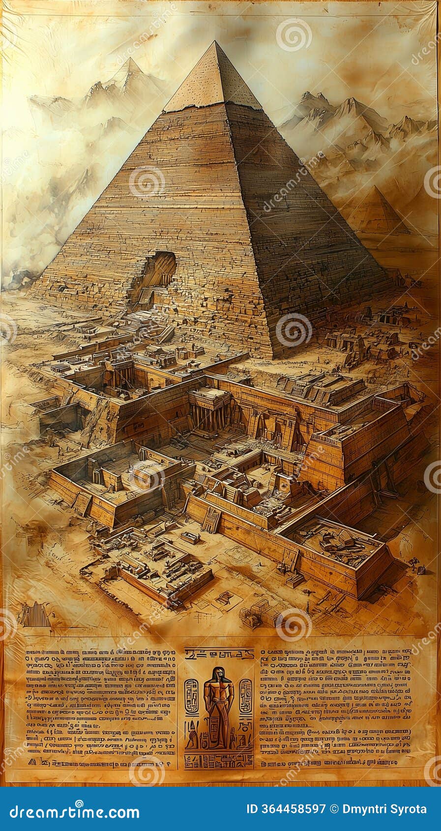 Ancient Egyptian Papyrus With Pyramid Construction Schematics Royalty ...