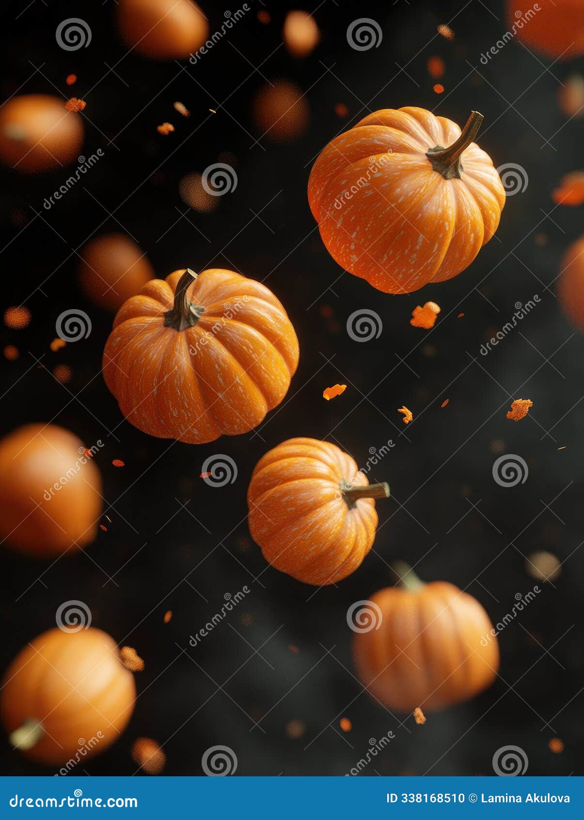 Ultra Realistic Halloween Scene with Falling Pumpkins in High ...