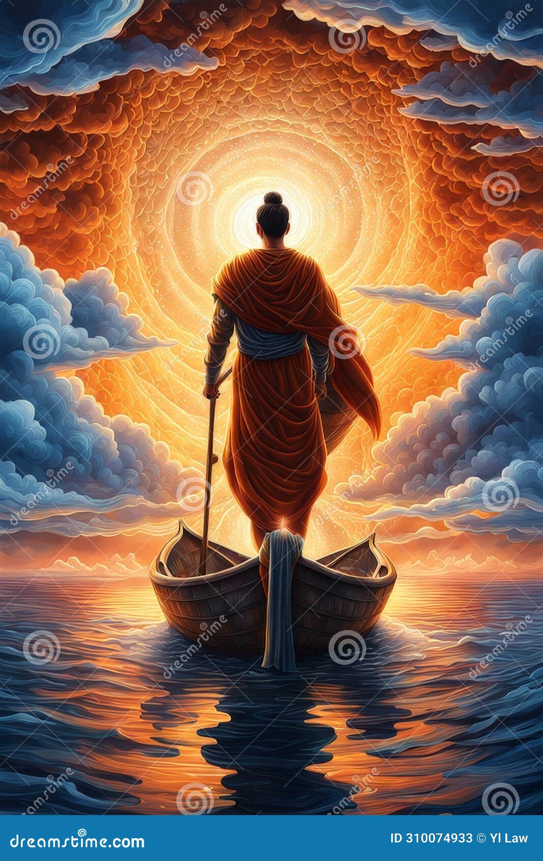 Ultra Realistic Illustration, Buddhist Monk Meditating Editorial Stock ...