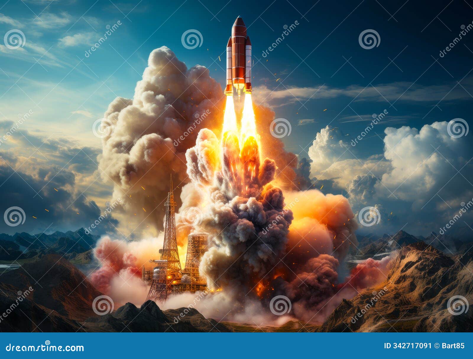 Ultra-Realistic 8K Rocket Launch Forest Setting - Spacecraft Blasting ...