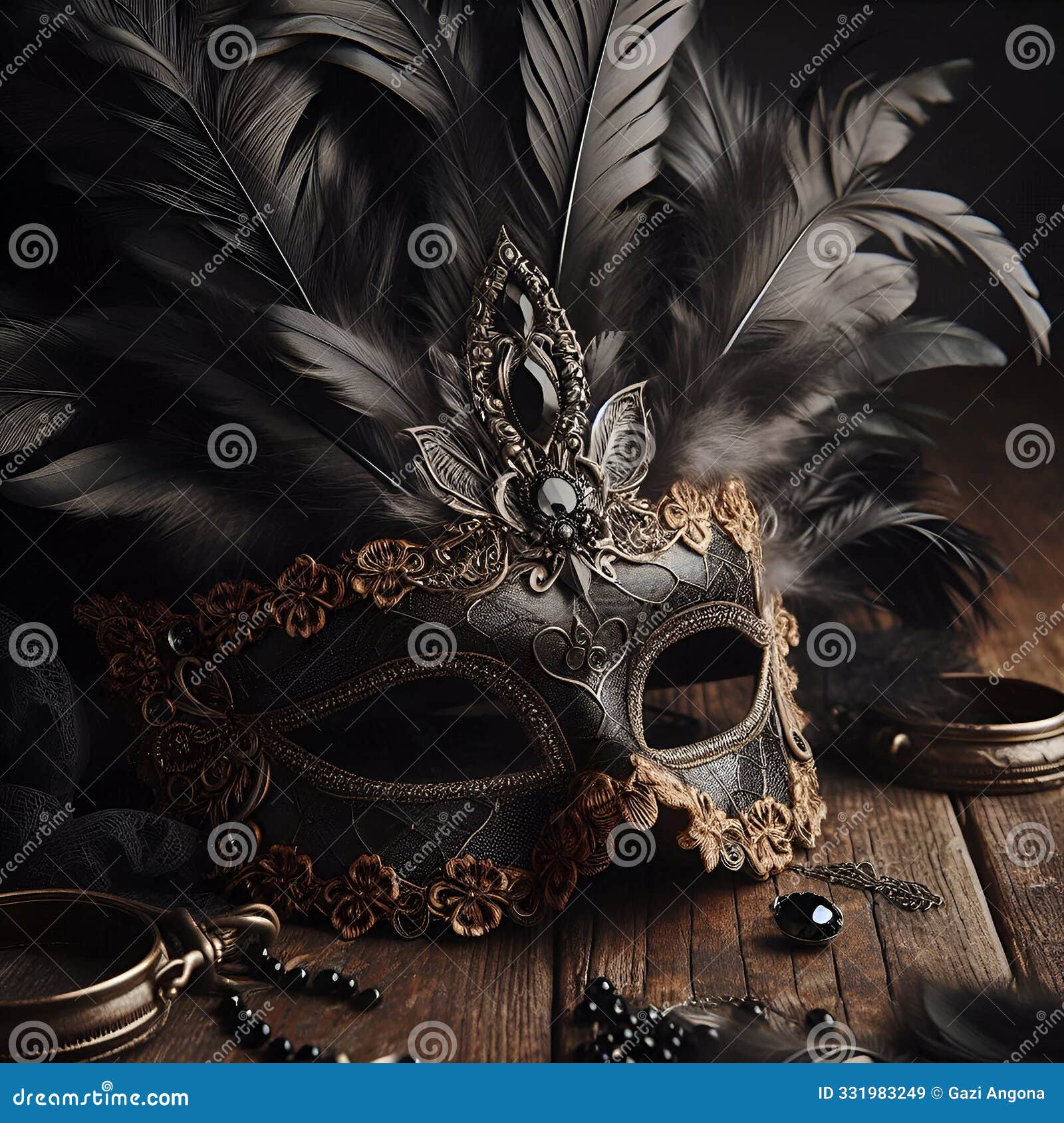 Gothic Masquerade Mask, Generative Ai Stock Illustration - Illustration ...
