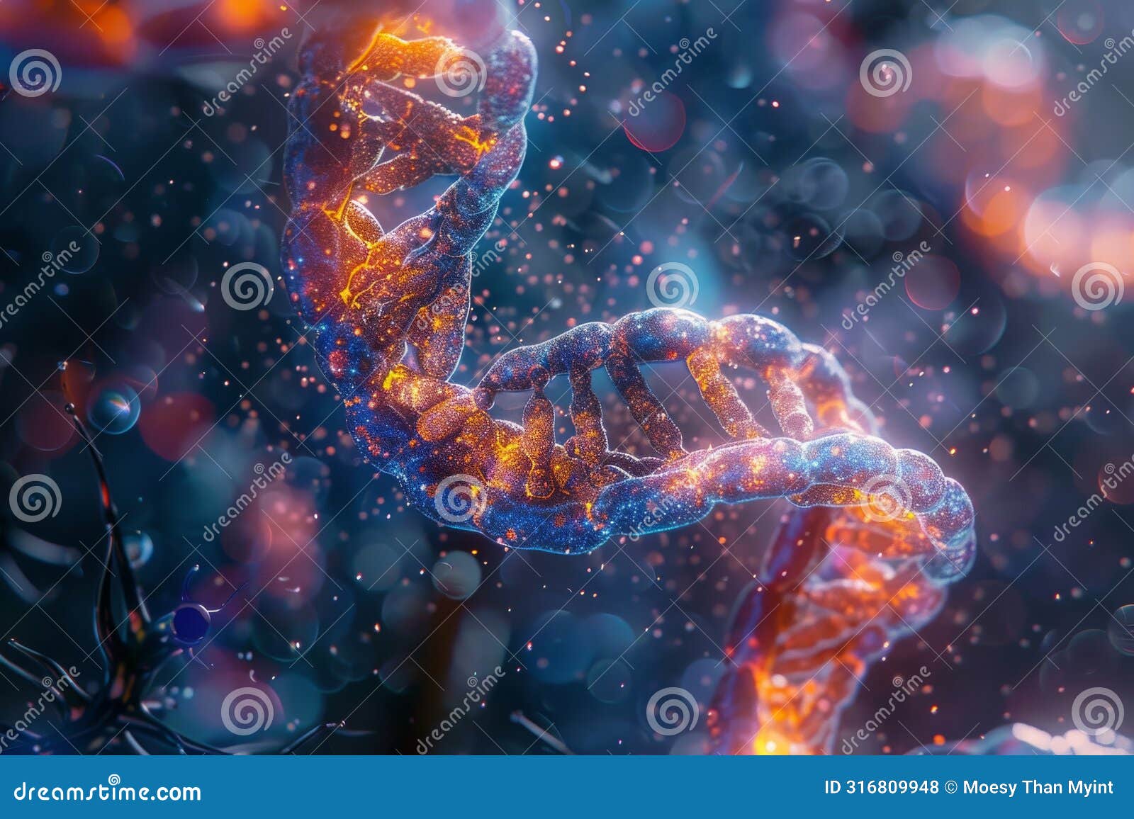 Ultra Realistic Scientific Micrograph Of A Double Helix DNA Stock Photo ...