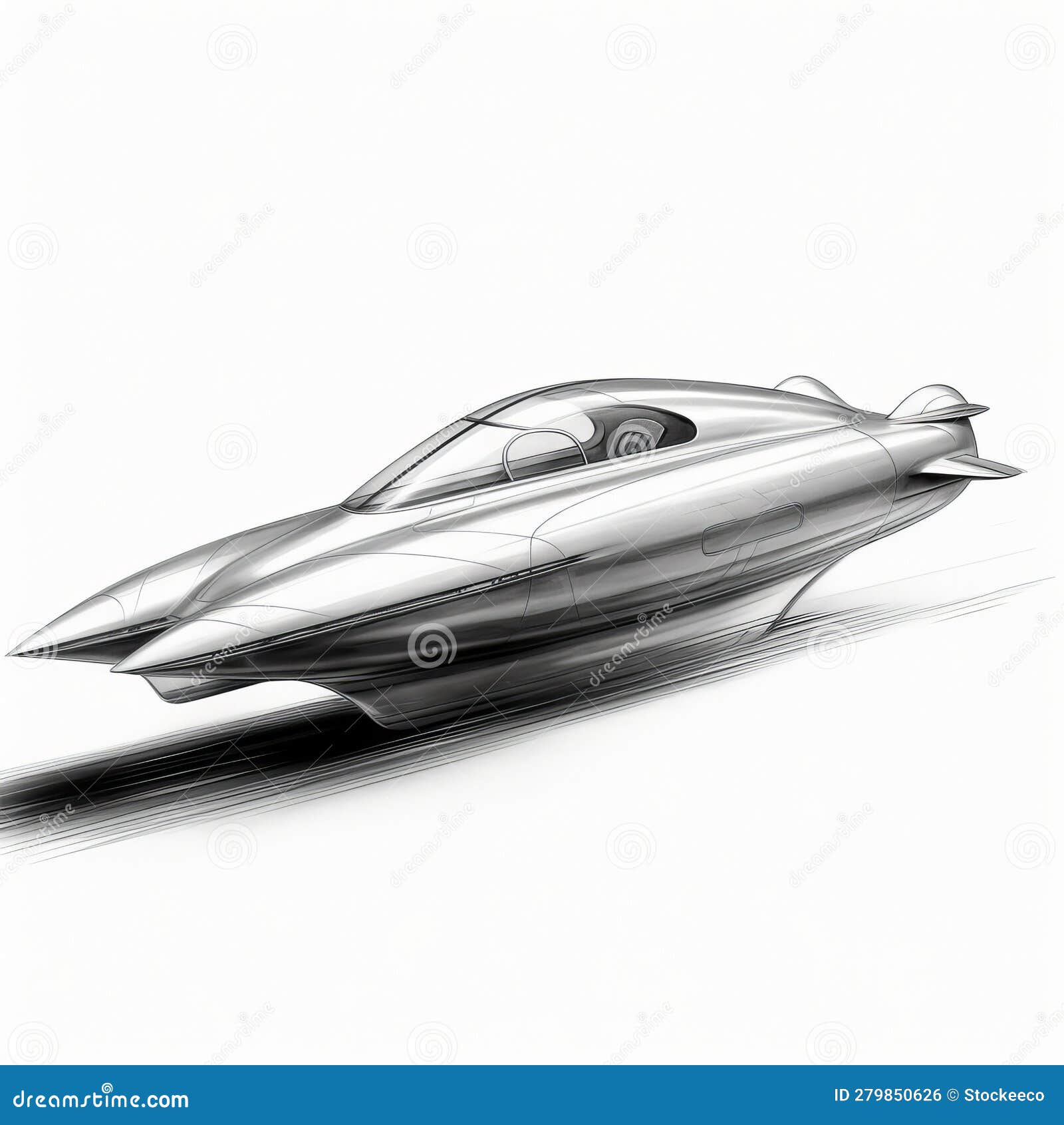 1936 Aerodynamic Boat Design Study Stock Illustration - Illustration of ...