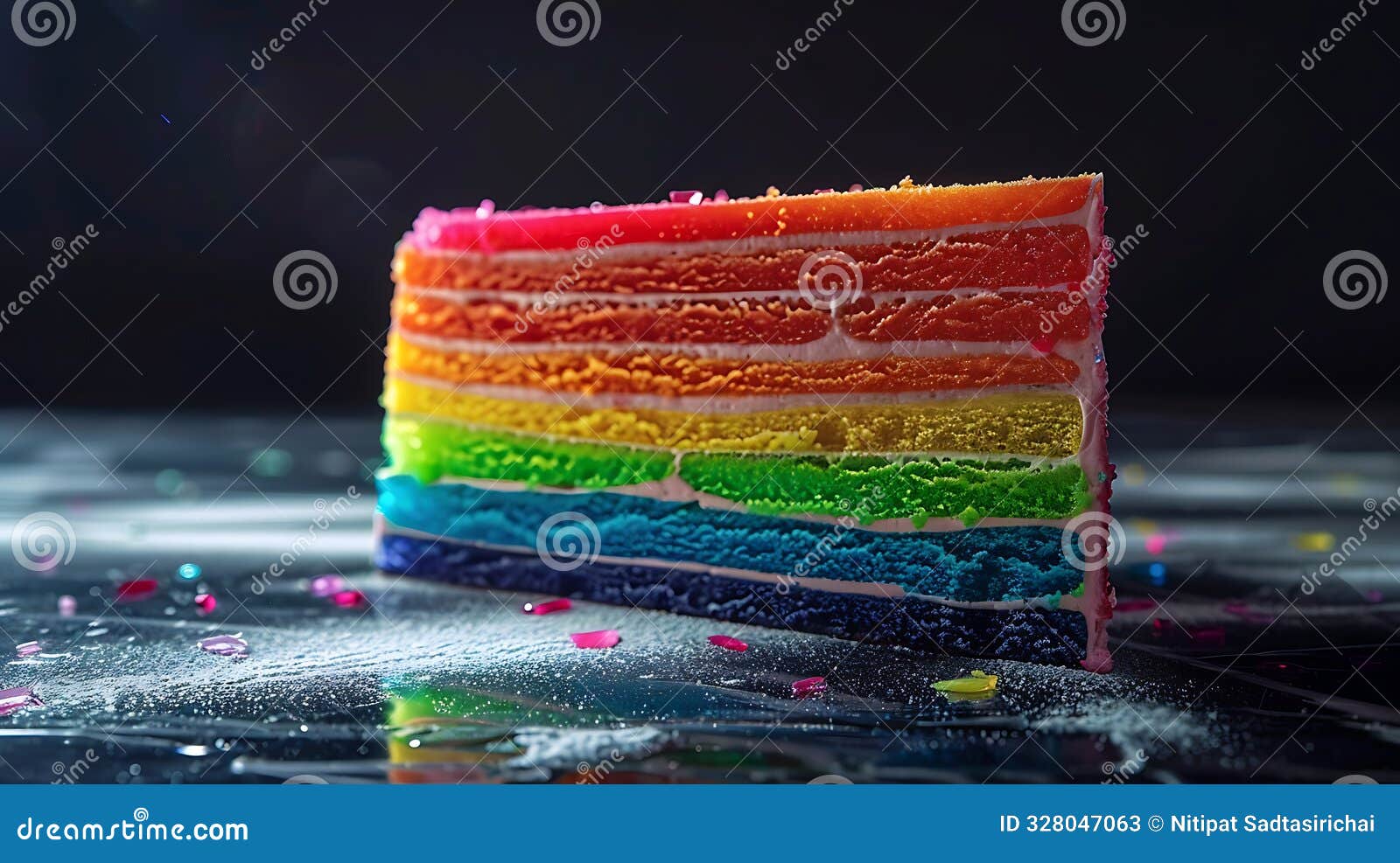 Ultra-sharp Image of a Perfectly Layered Rainbow Cake Slice, Texture ...