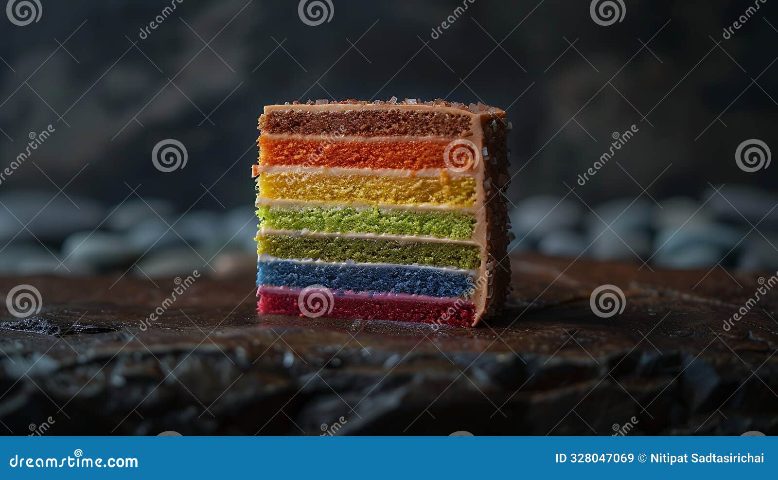 Ultra-sharp Image of a Perfectly Layered Rainbow Cake Slice, Texture ...