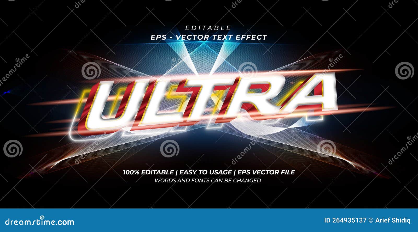 Ultra Text Effect with Futuristic 3D Style is Editable Stock Vector ...