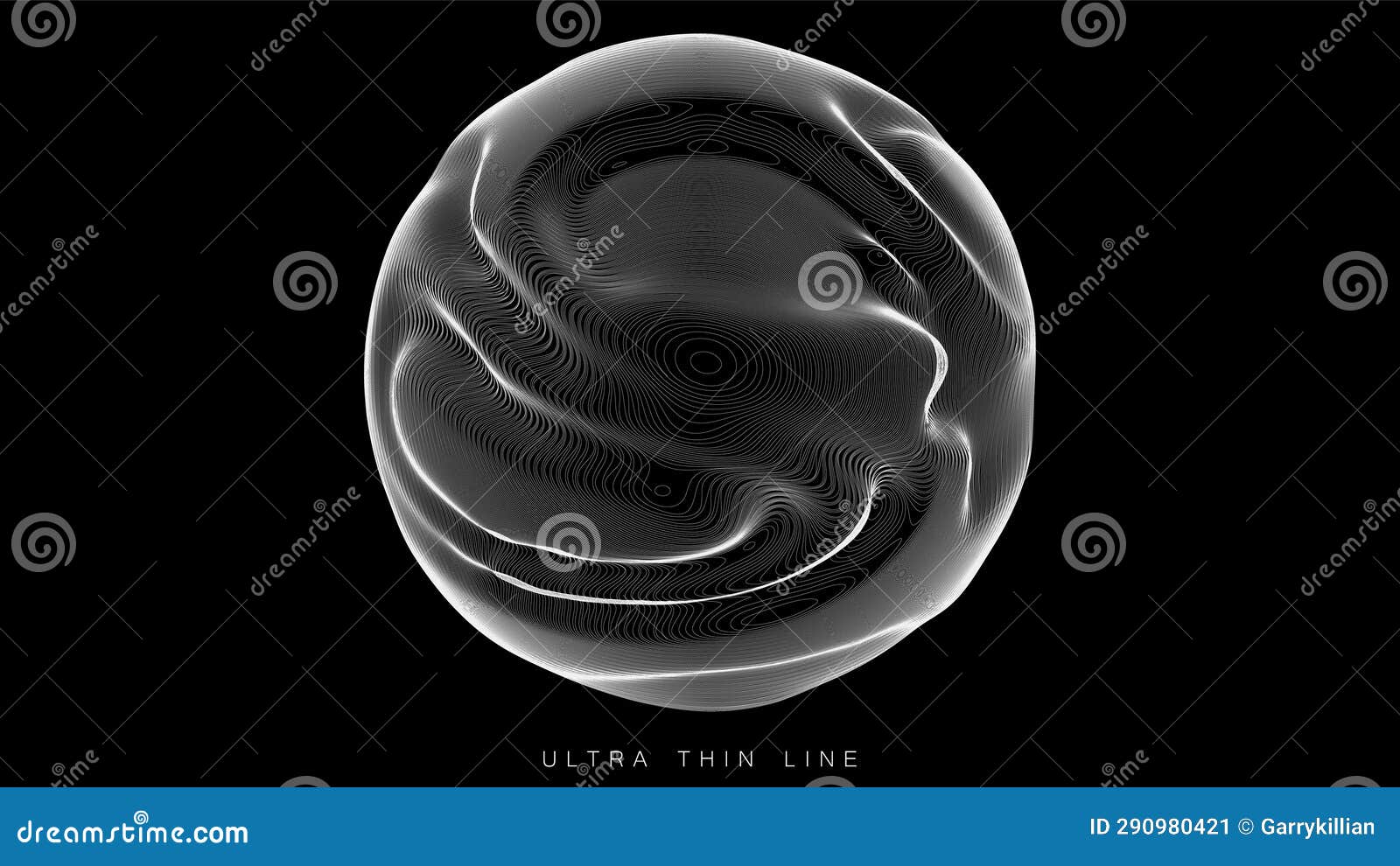 Ultra Thin Line Fluid Geometry. Dynamic Vector Distorted Spheres Stock ...
