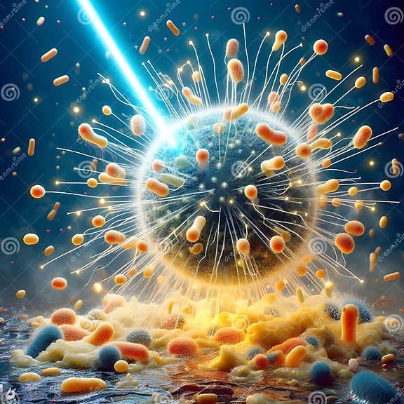 Ultra Violet Laser Exploding a Colony of Biological Viruses Germs ...