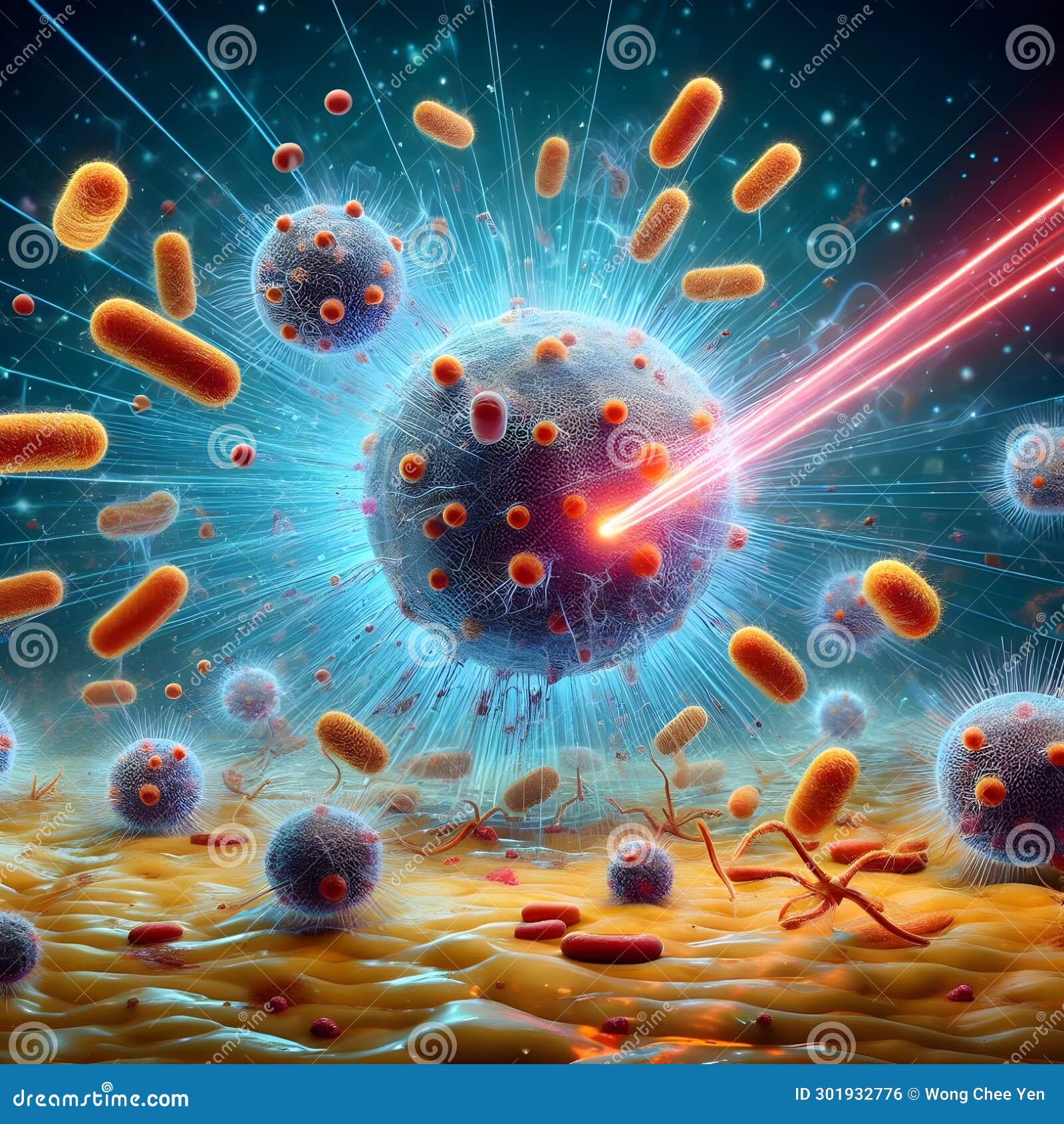 Ultra Violet Laser Exploding a Molecular Colony of Biological Viruses ...