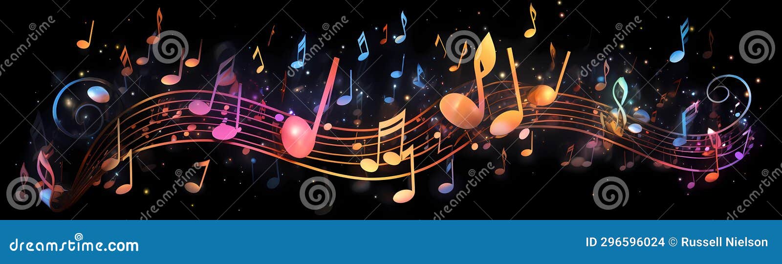 Ultra-wide Background of Musical Notes Floating Off a Musical Staff ...