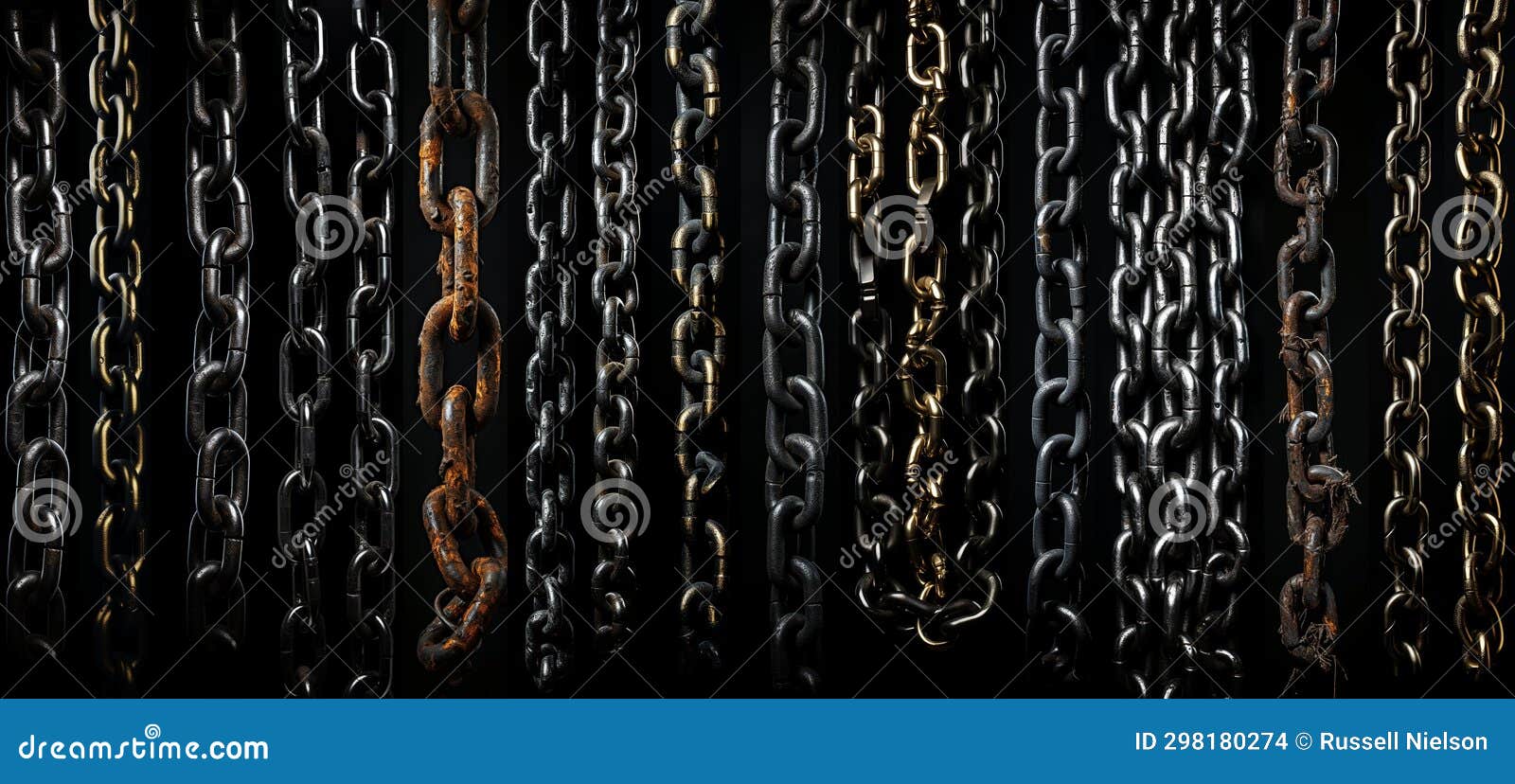 Ultra-wide Collage of an Intriguing Array of Hanging Chains Stock ...