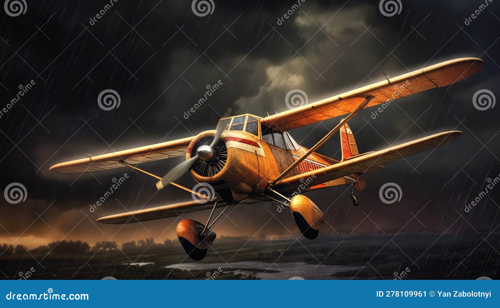 Ultralight Aircraft Transportation Cartoon Character Perspective View ...