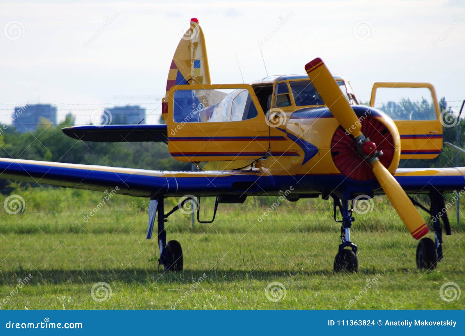 Ultralight Airplane on the Airfield. Stock Photo - Image of field ...