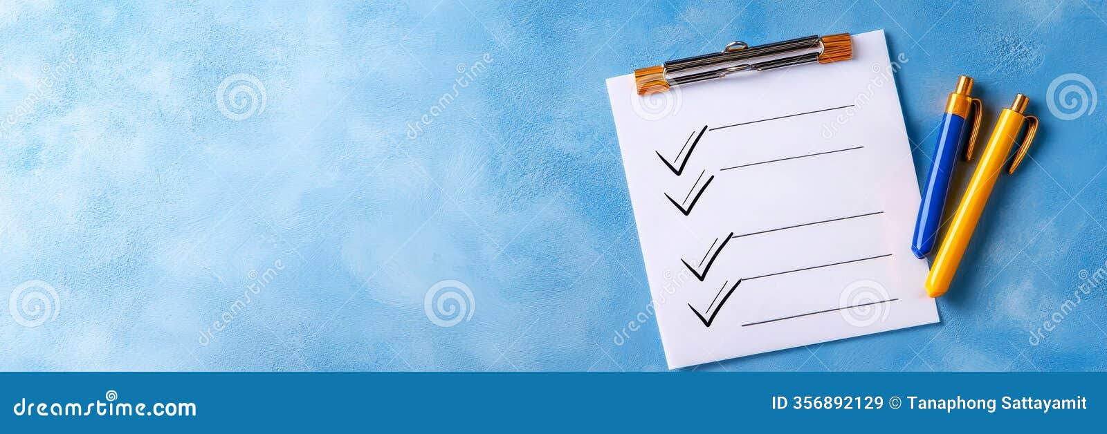 Completed Checklist On Blue Background An Ultrarealistic Image Of A ...
