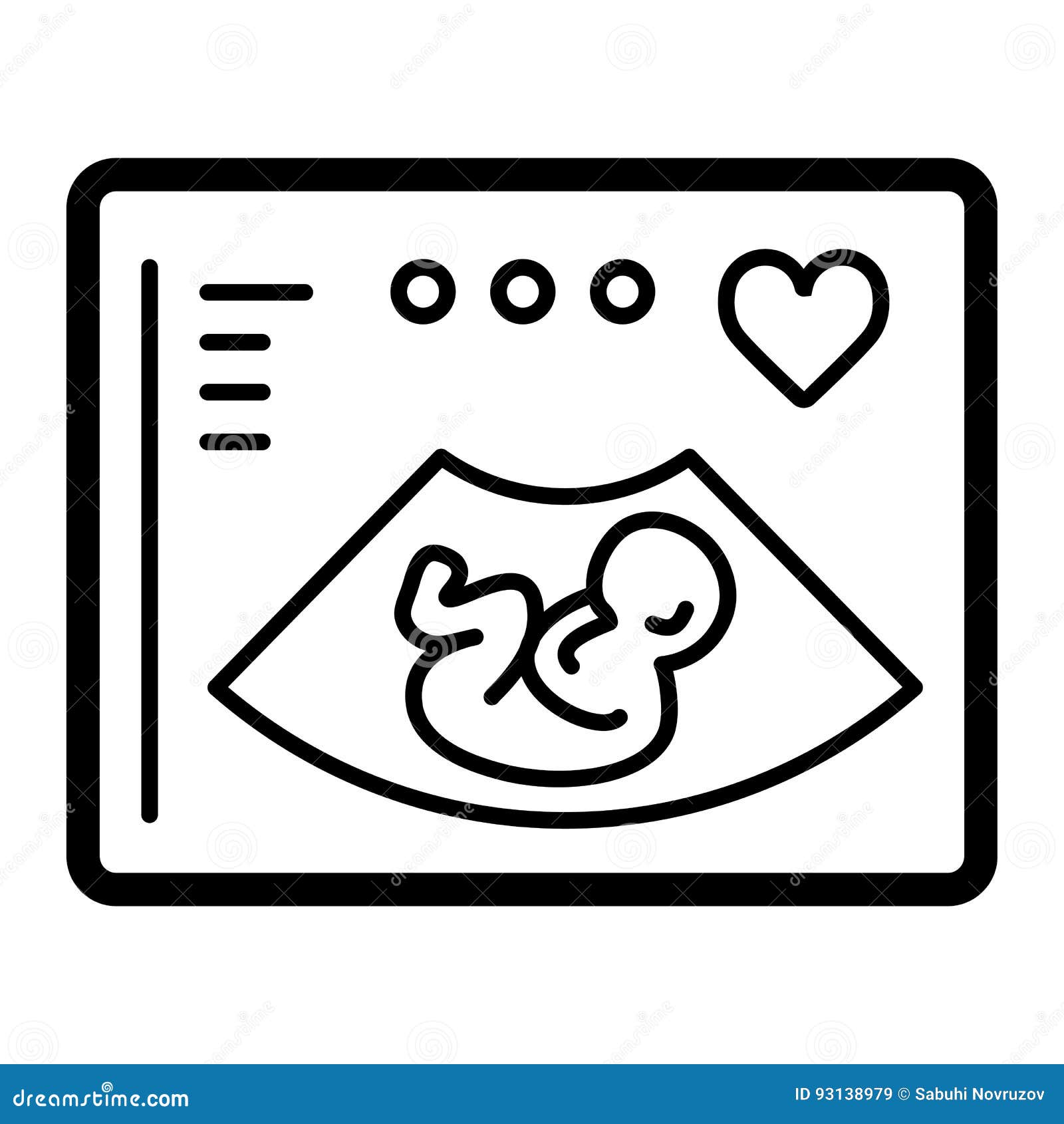 Ultrasonography Vector Icon. Black and White Screening Baby ...