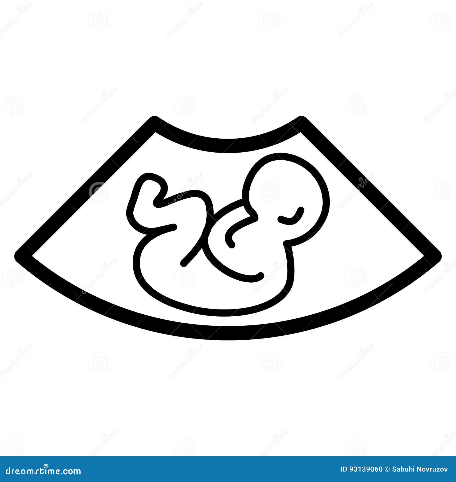 Ultrasonography Vector Icon. Black and White Screening Baby ...