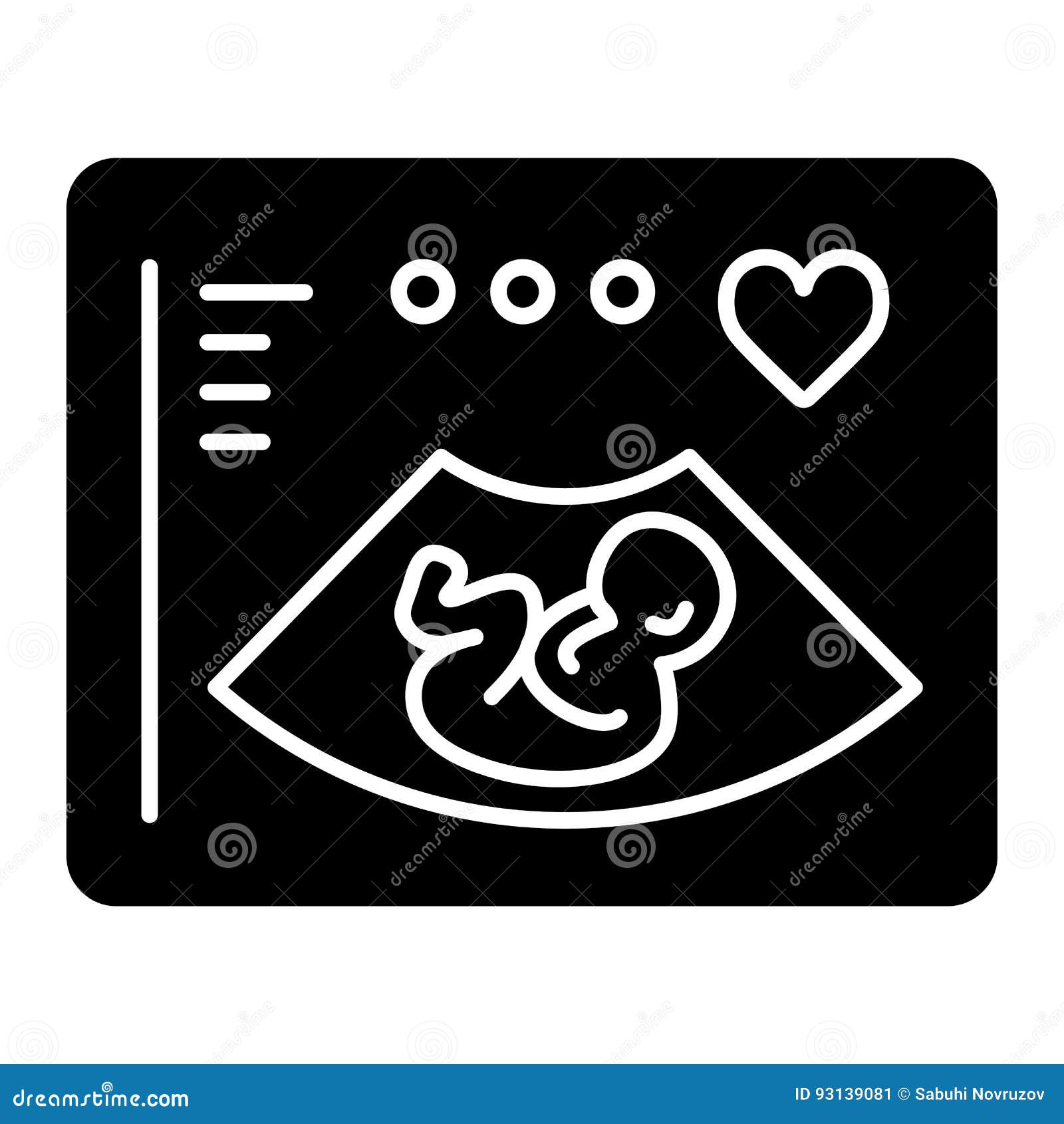 Ultrasonography Vector Icon. Black and White Screening Baby ...
