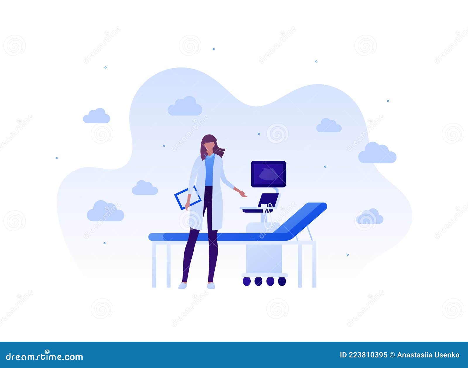 Ultrasound Diagnostic Concept Vector Flat People Illustration Female