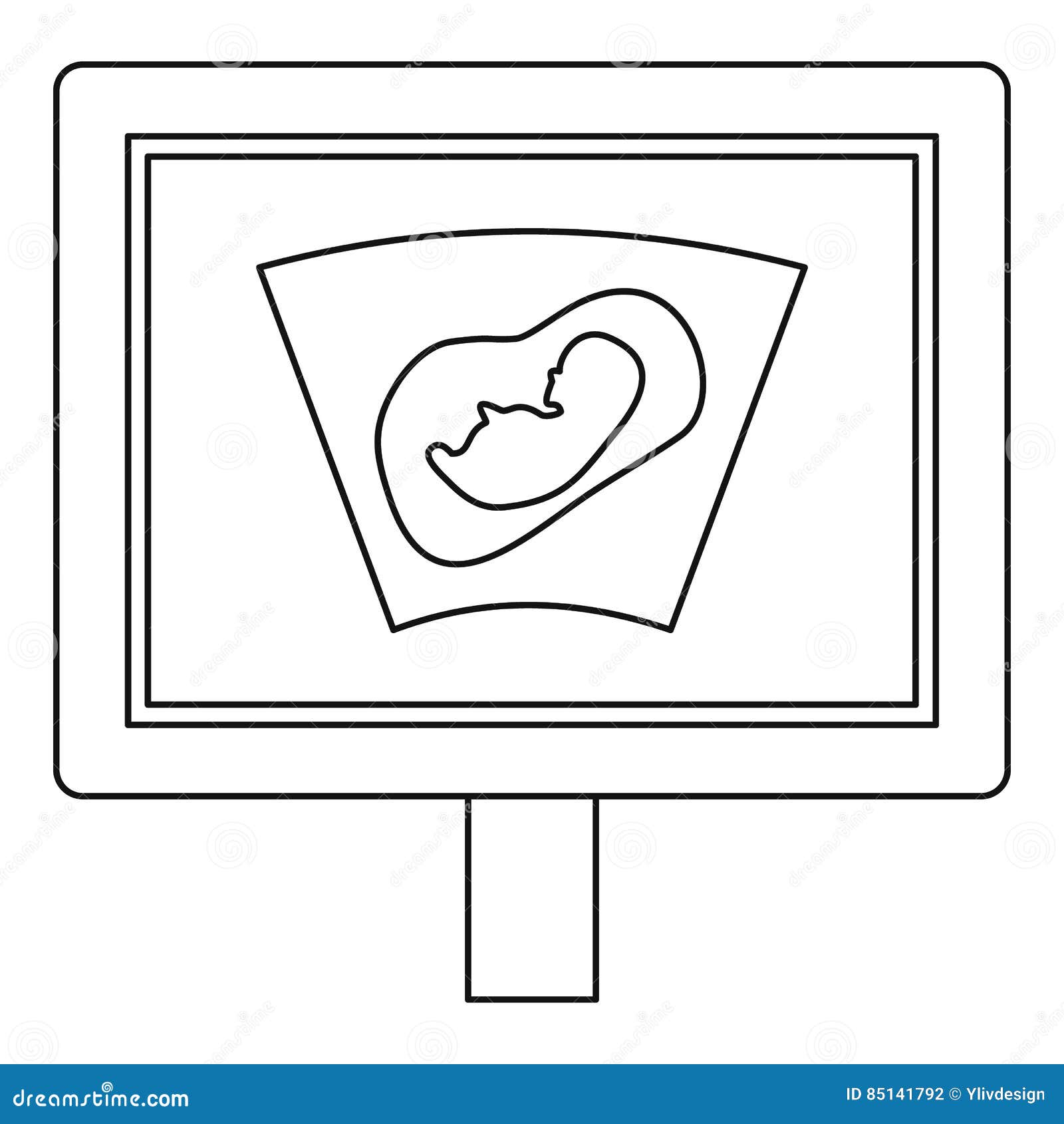 Ultrasound Fetus Icon, Outline Style Stock Vector - Illustration of ...
