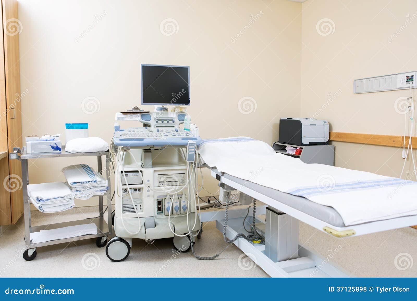 Ultrasound Machine and Bed in Hospital Stock Photo - Image of clinic ...