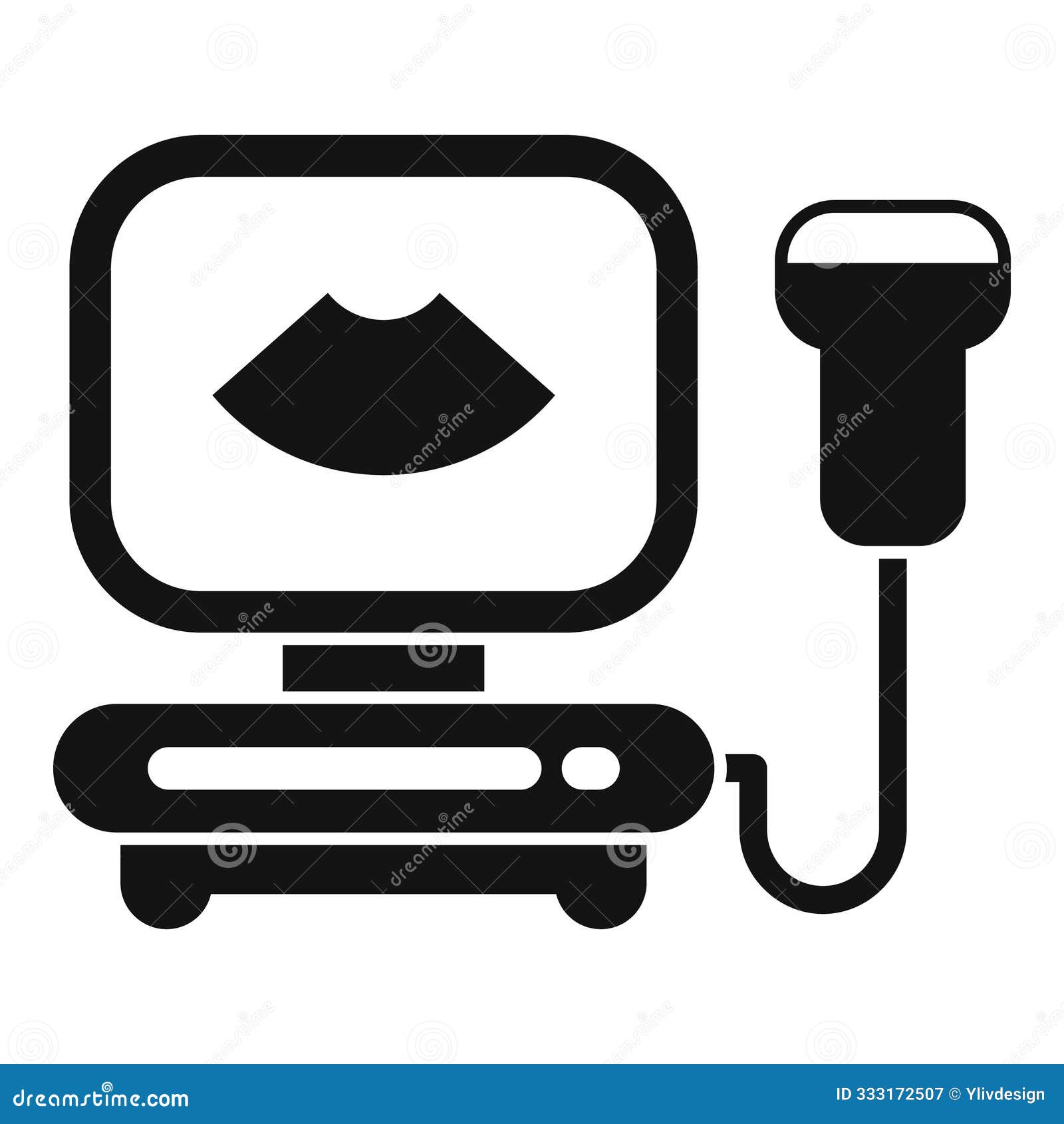 Ultrasound Machine Performing Medical Sonography Scan Procedure Vector Illustration