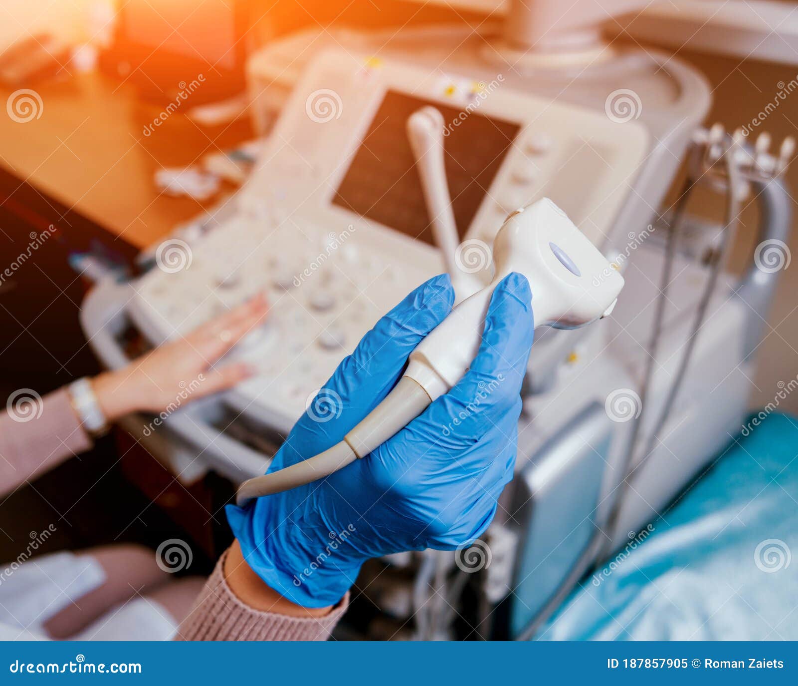 Ultrasound Scanner in the Hands of a Doctor. Stock Image - Image of ...